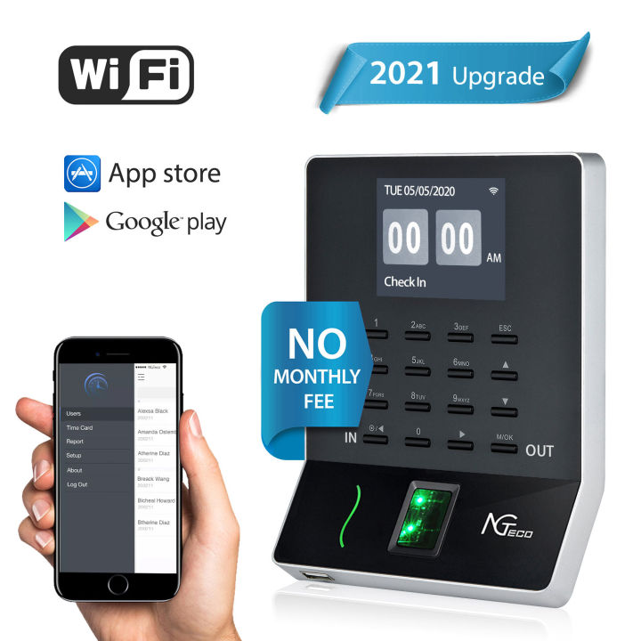NGTeco by ZKTeco Biometrics Fingerprint Time Attendance WiFi Machine USB Reader Auto Accurate ...