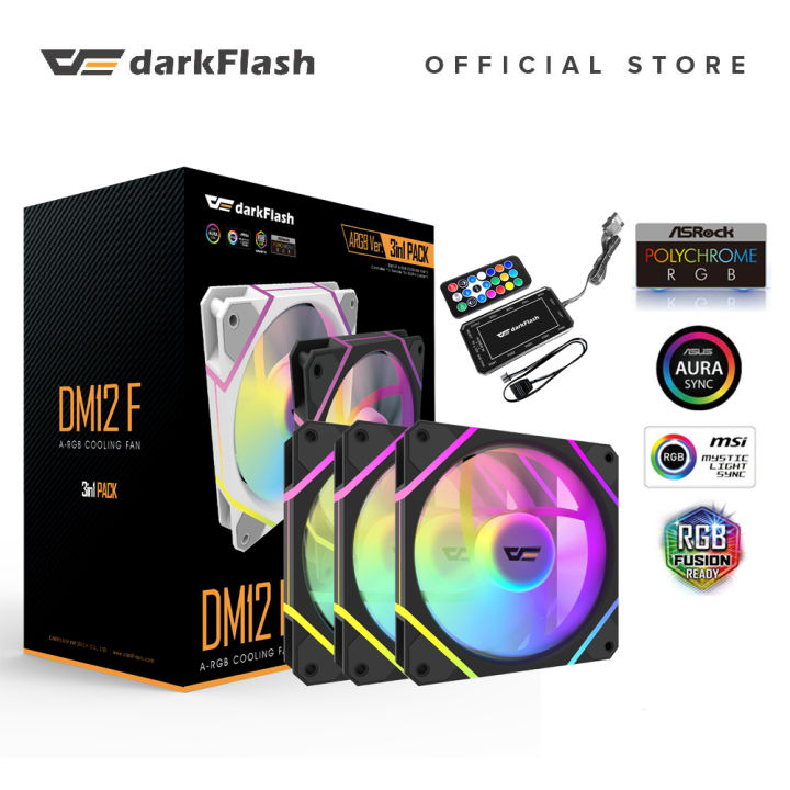 darkFlash DM12-F Argb Ver Fan 3in1 Fan+Control+remote control RGB FANS ...