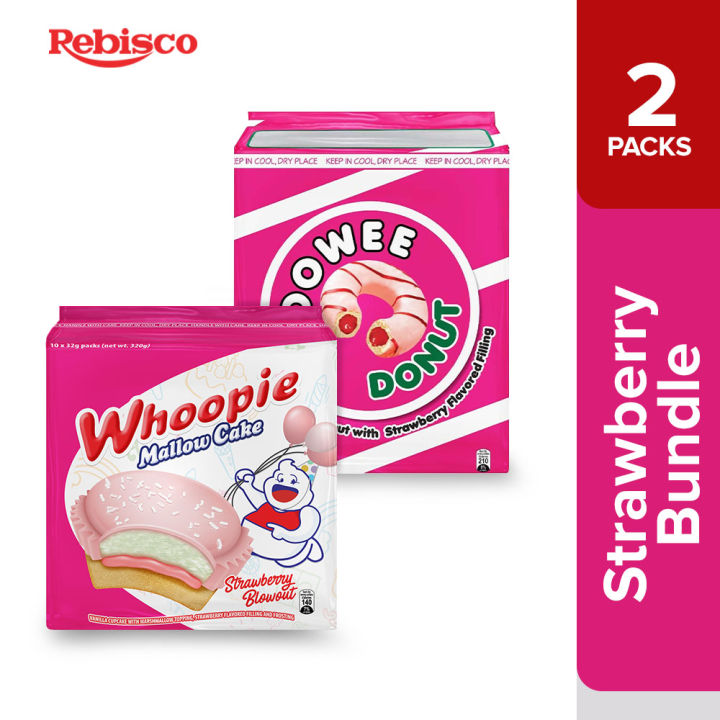 Strawberry Bundle: Doowee Donut Strawberry + Whoopie Marshmallow Cake ...