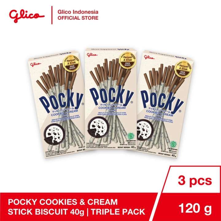 [Paket isi 3] Pocky Cookies & Cream Stick Biscuit 40gr | Lazada Indonesia