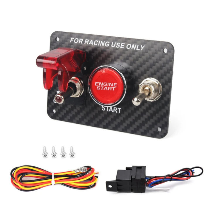 3 Gang True Carbon Fiber 12V LED Lgnition Switch Panel การปรับเปลี่ยน ...