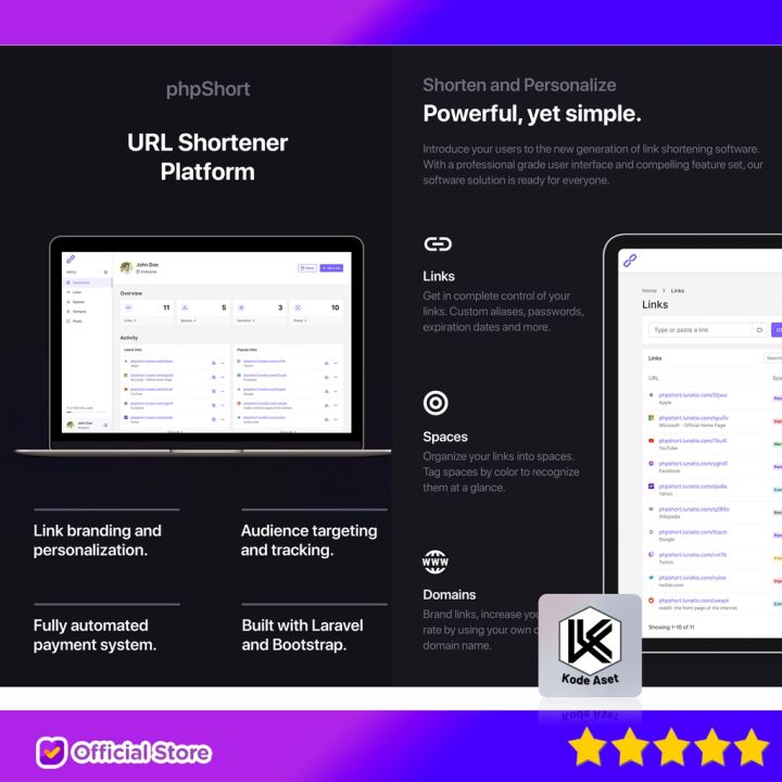 SOURCE CODE APLIKASI PHPSHORT - URL SHORTENER PLATFORM BY KODEASET | Lazada Indonesia