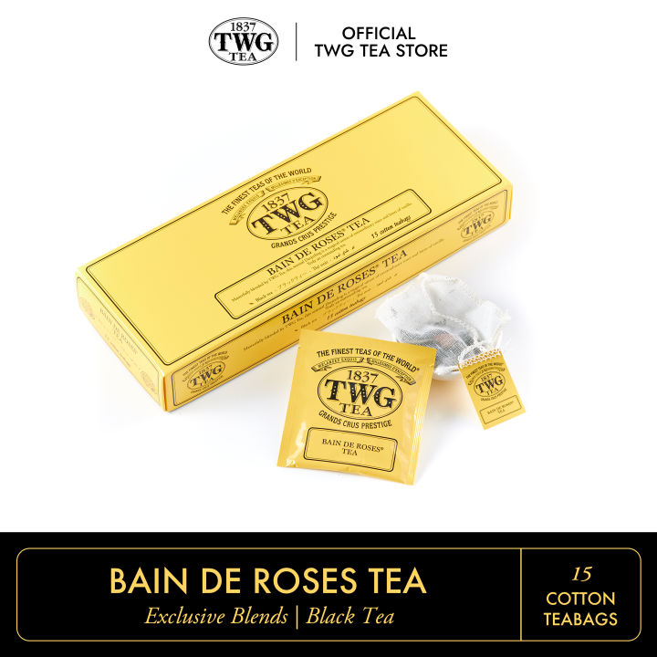 TWG Tea | Bain De Roses Tea, Darjeeling Black Tea Blend in 15 Hand Sewn ...