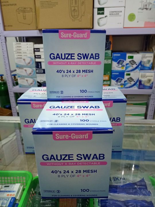 GAUZE SWABS SURE-GUARD - 8 PLY OF 4 x 4 - 24 x28 Mesh - Single - 100 ...