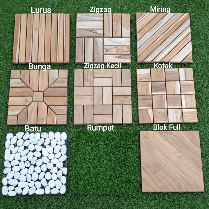 Decking tile lantai kayu jati bongkar pasang outdoor indoor 30x30 cm ...