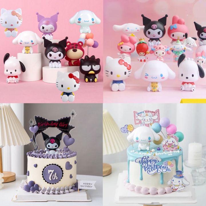 Sanrio Cake Toppers Cinnamoroll Melody Kuromi Hello Kitty mini toys ...