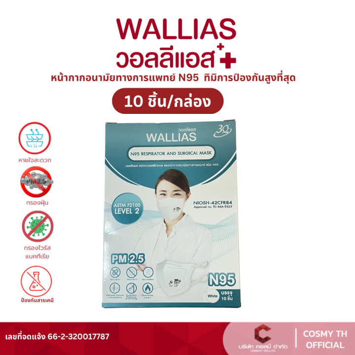 หน้ากากอนามัยทางการแพทย์ ชนิด N95 ยี่ห้อ วอลลีแอส WALLIAS Diode (แมสที่ป้องกันสูงที่สุด ) (ออก ...