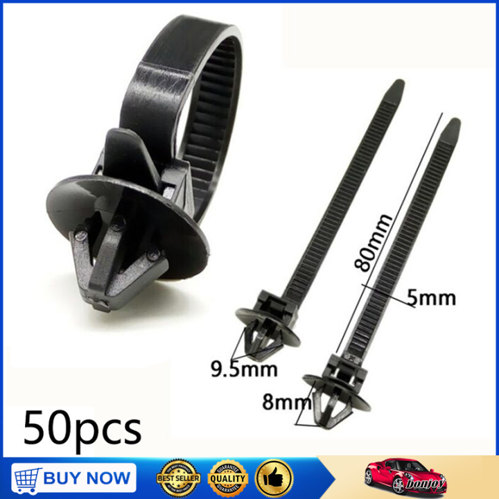 50pcs Car Hose Fastening Zip Strap Kit Fastener Nylon Cable Tie Wrap ...