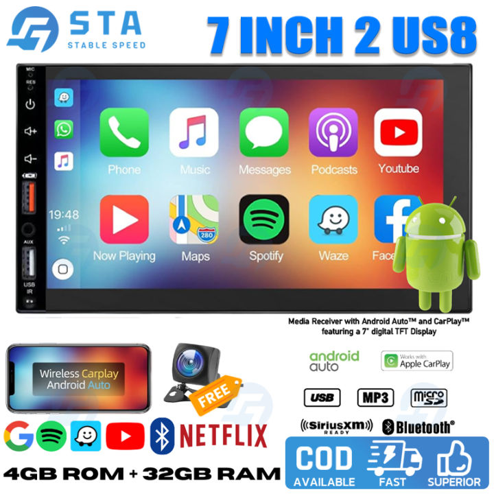 7021B 2 Din Car Stereo Audio Radio Bluetooth 7" HD 2Din 7 inch Touch ...