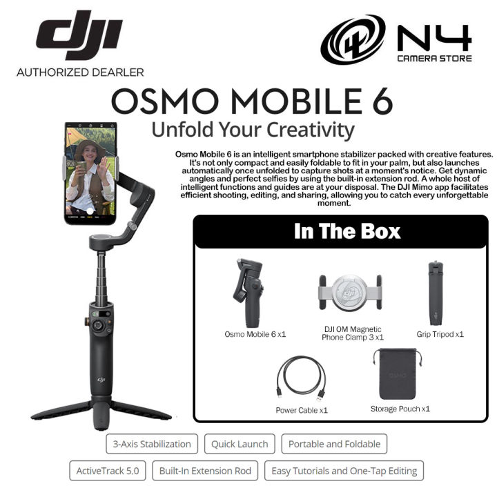 DJI om6/om 6/Osmo Mobile 6 - Handheld 3-axis smartphone gimbal foldable stabilizer ideal for ...