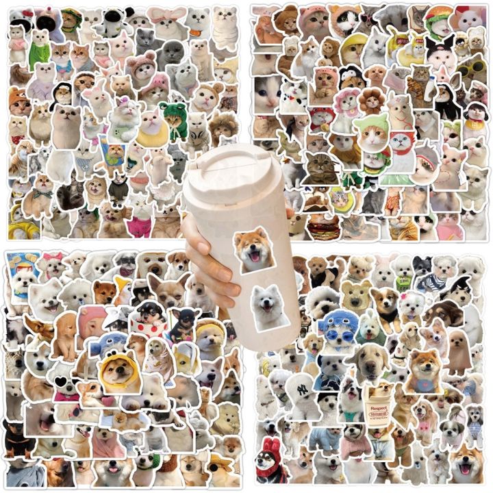 100PCS Cute and Cute Pet Realistic Puppy and Cat MEME Graffiti Stickers ...