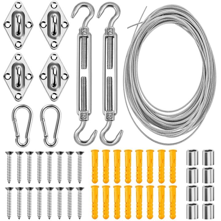 (VAEF) 33Pcs Garden Wire Cable Railing Wire Fence Roll Kits Heavy Duty 304 Stainless Steel Cable ...