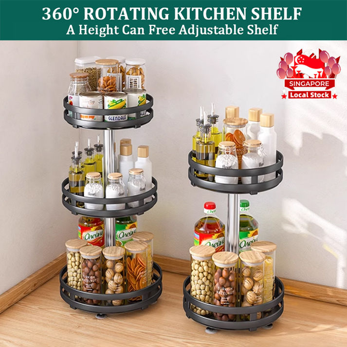 Rotating Condiments Organizer Kitchen Spice Rack Sauce Rack Condiment ...
