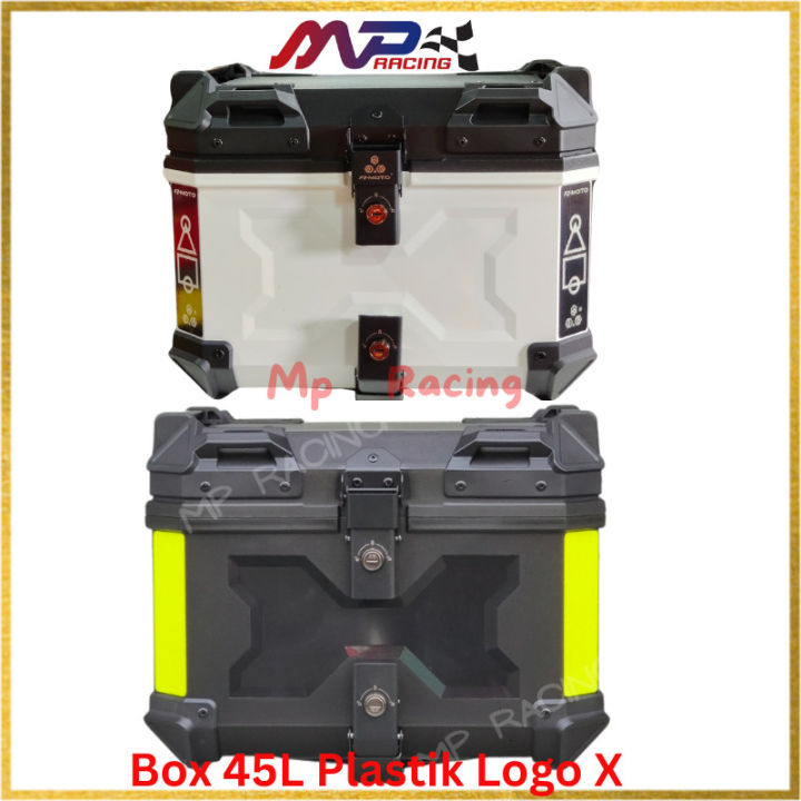 Motorcycle Top Box 45L Triple Black ,hitam putih ,ABS,universal box ...