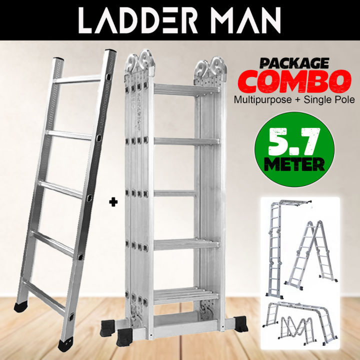 20STEP (5.7M) Aluminium Multipurpose Ladder Tangga Lipat Folding Ladder ...