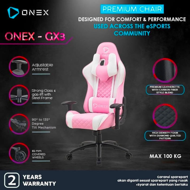 ONEX GX3 Premium Quality Gaming Chair Kursi - Pink White | Lazada Indonesia
