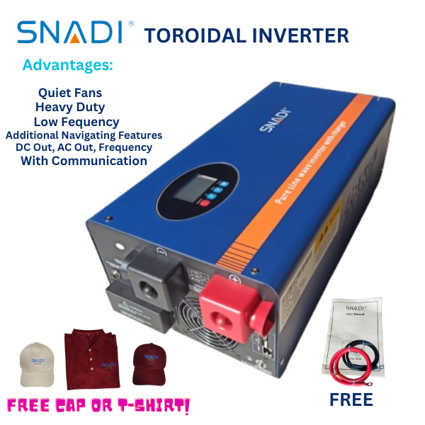 SNADI Solar Pure Sine Wave Toroidal Inverter 24V 48V 4kW Adjustable LVD ...