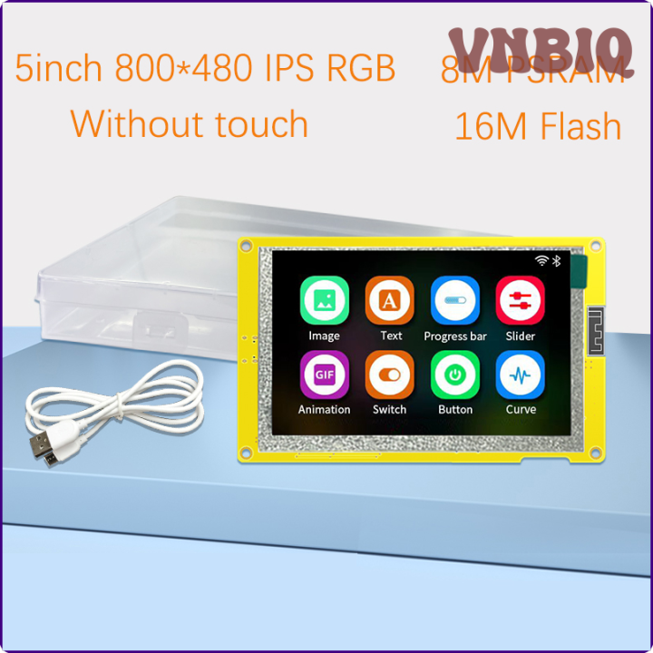 Vnbiq Esp32 S3 Hmi 8m Psram 16m Flash Arduino Lvgl Wifiandbluetooth 5 Ips 800480 Smart Display 4505