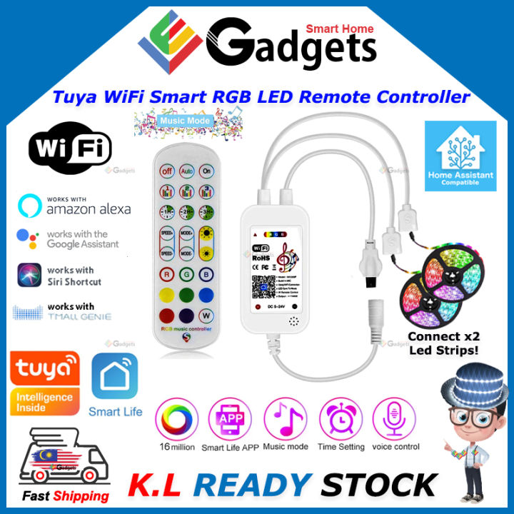 Tuya WiFi Smart RGB LED Remote Controller 4Pin Music Sync 5-24V works ...