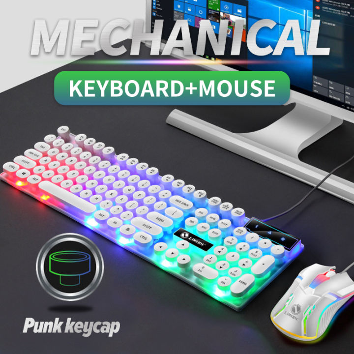 Gtx300 Keyboard Mouse Set Punk Retro KeyBoard Backlit Game USB Wired ...