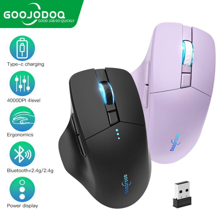 GOOJODOQ Wireless Mouse 4000DPI USB Computer 2.4GHz Mouse Ergonomic ...
