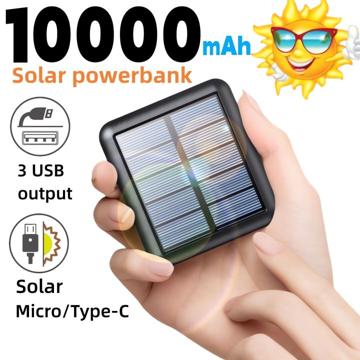 Solar Power bank original 10000mA powerbank mini pocket with 3 USB ...