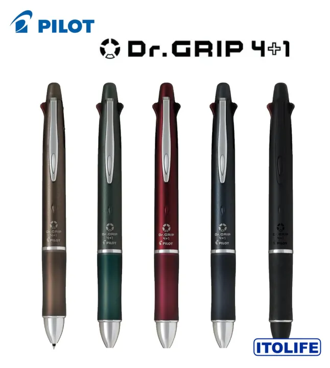 Pilot Dr. Grip 4+1 4 Color 0.5mm Ballpoint Multi Pen (Ash Metal)- 1pc | Lazada PH