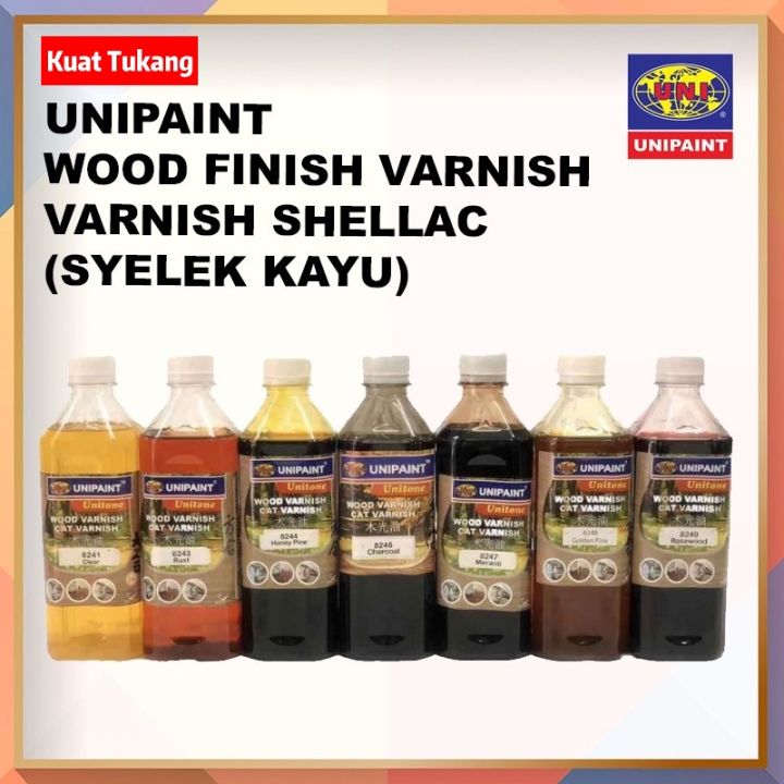 UNIPAINT Unitone Wood Paint Varnish Wood Shellac Syelek Kayu 400ML / 1L ...