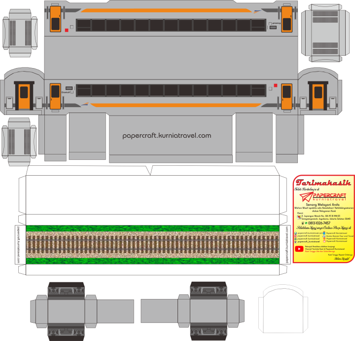 Pola kertas Papercraft Kereta Eksekutif Livery Stainless Steel Garis ...