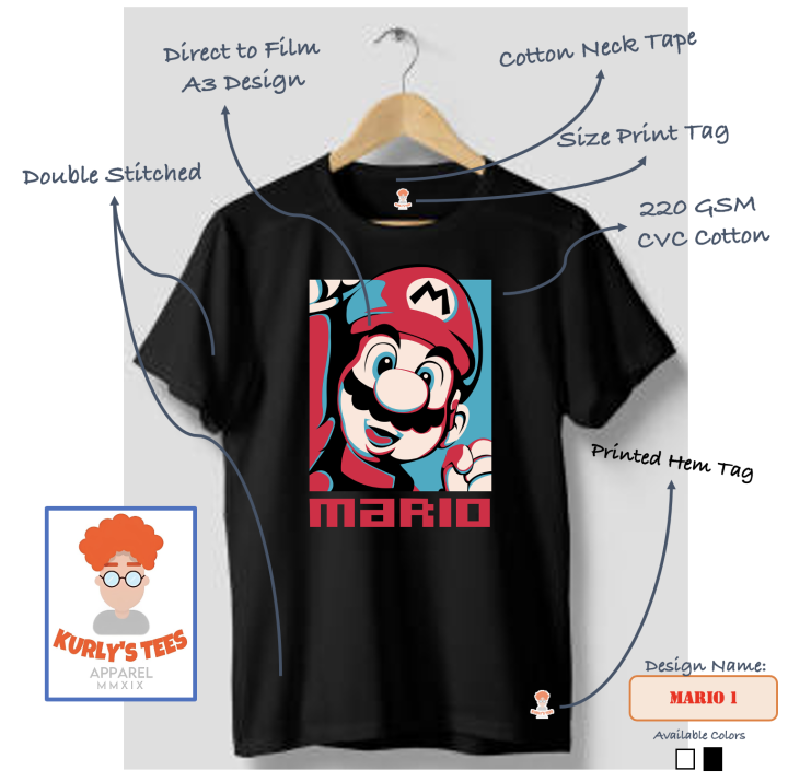 Mario 1 DTF print on quality CVC Cotton | Lazada PH