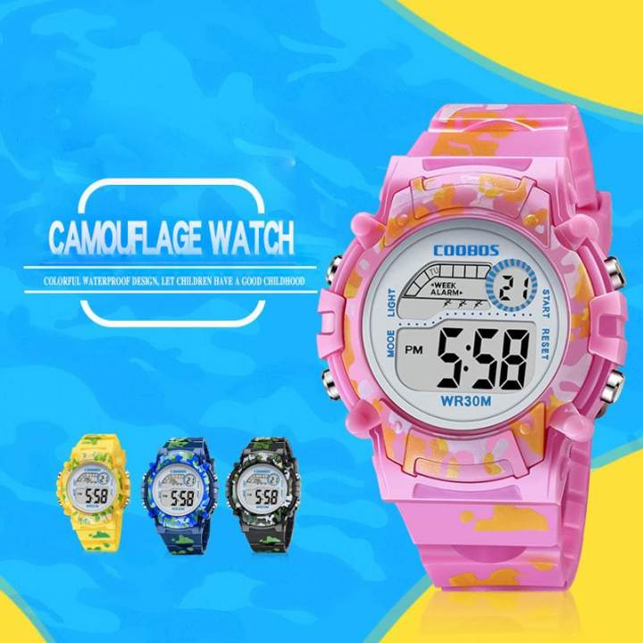 Digital Wrist Watches for Children Sport Waterproof Led Luminous Date ...