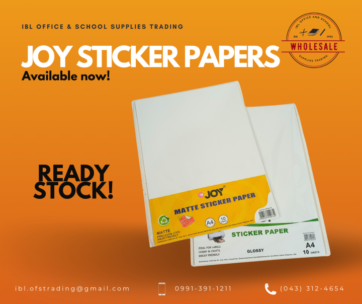 JOY Sticker Paper 10 pcs / Matte / Glossy / A4 Size | Lazada PH