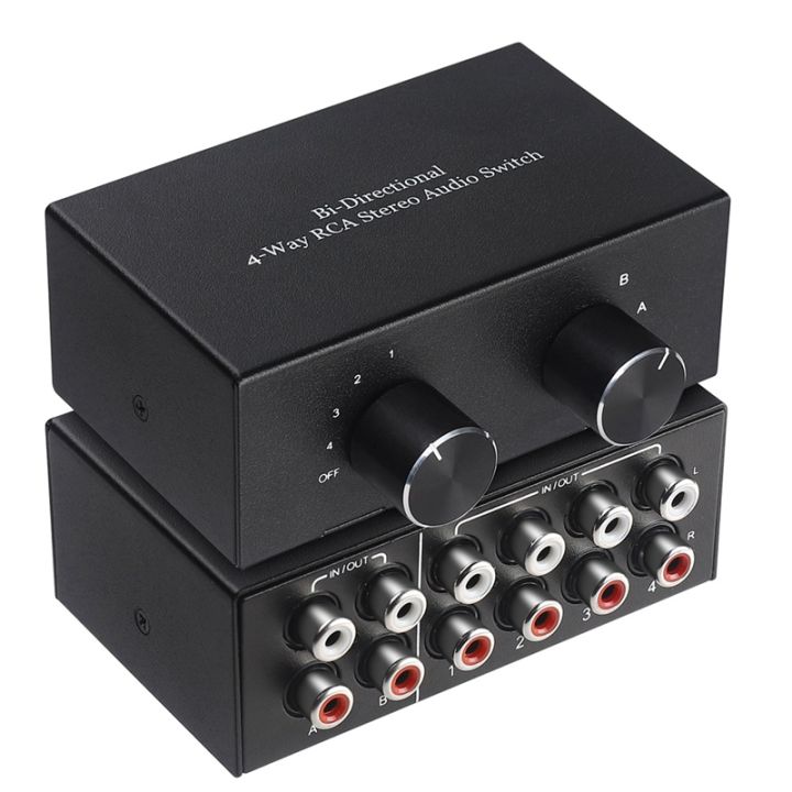Bi-Directional 4-Way RCA Stereo Audio Switch L/R Sound Channel Audio ...