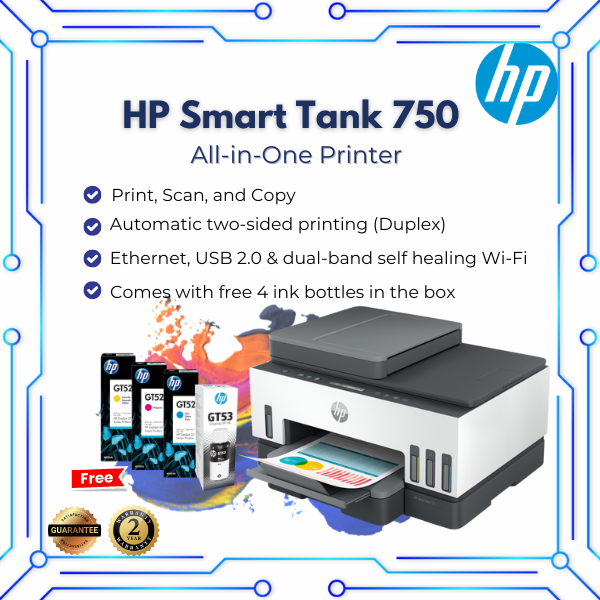 HP Printer / HP Smart Tank 750 Printer / Printer 3 in 1 with ADF ...