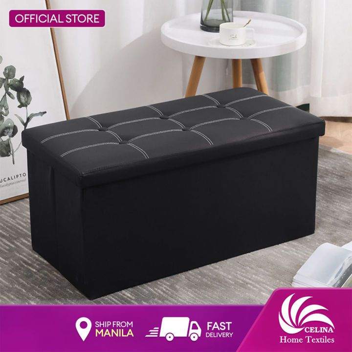 Celina Ottoman Rectangular Storage Stool Sit Sofa Folding Box Chair PVC ...