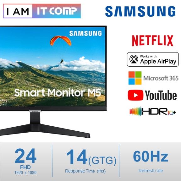 SAMSUNG M5 24 Inch LS24AM506NEXXS FHD(1920X1440) Flat , 14MS , 60Hz ...