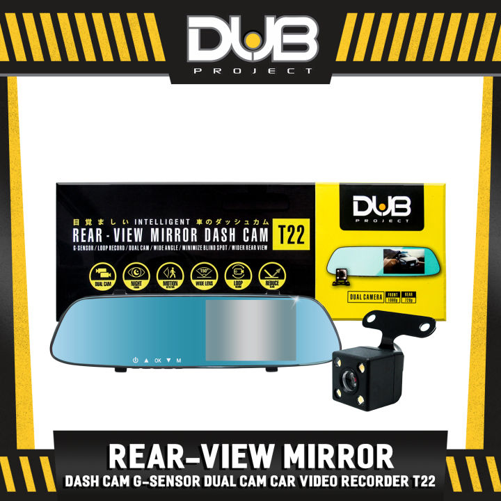 Dub Intelligent Rear-View Mirror Dash Camera G-Sensor - Dual Cam T22 | Lazada PH