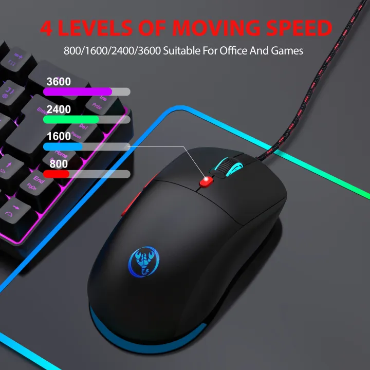 Wired Basic Mouse With Colorful Glow 6 Plaid Gaming Office Mouse With ...