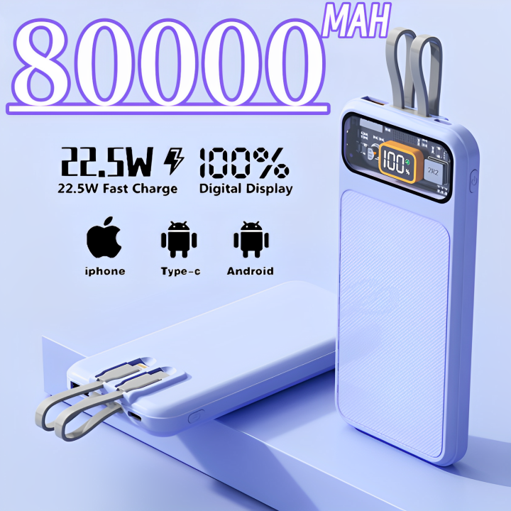 100% original Power bank 80000mah Super Slim Powerbanks 2.1A Fast ...