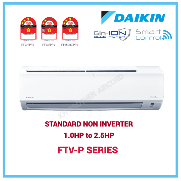DAIKIN Standard Non Inverter Air-Conditioner 1.0HP to 2.5HP (Complete Set Indoor + Outdoor Unit ...