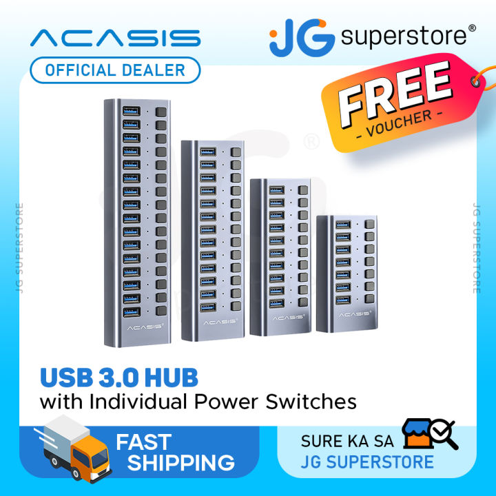 ACASIS 7 / 10 / 13 / 16 Ports USB 3.0 Splitter Docking Station Charging Hub with 5Gbps High ...