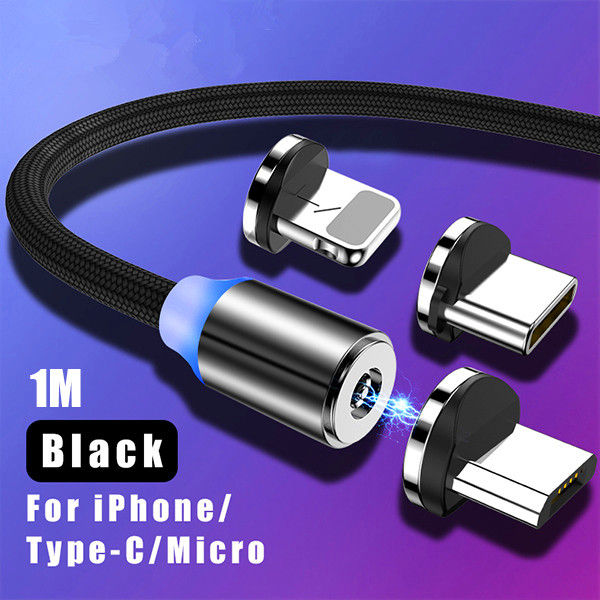 1m 3 In 1 Microusb Type C Ios Magnetic Charger For Android Phone