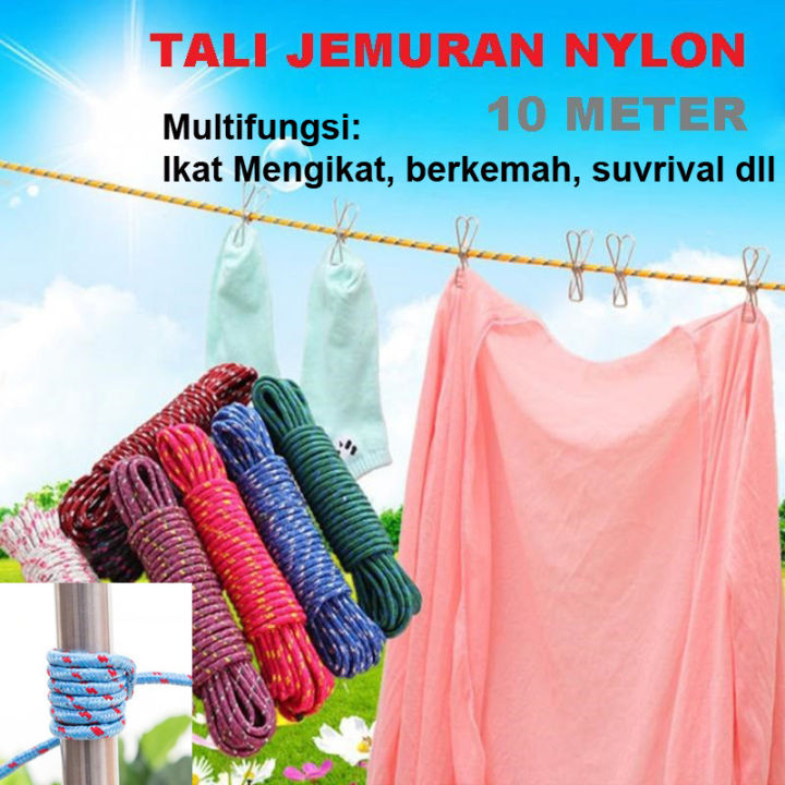 Tali Jemuran PANJANG 10 METER Tambang Nylon Multifungsi Tambang Pramuka ...