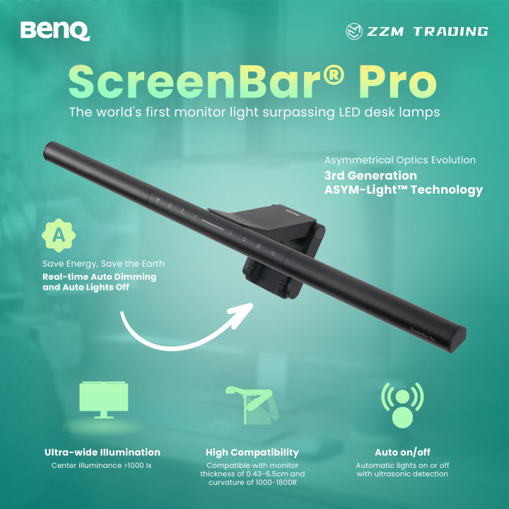 BenQ ScreenBar Pro Dual Color LED Monitor Light Lamp Adjustable ...