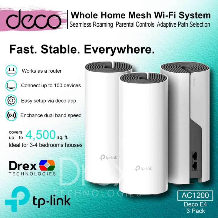 TP-LINK Deco E4 (3-Pack) AC1200 Whole Home Mesh Wi-Fi System | Lazada PH