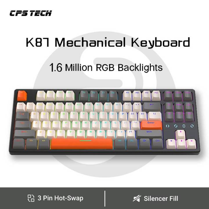 CPSTECH K87 RGB Type-C Wired Hot-Swappable Mechanical Keyboard 87 Keys Gaming Gamer | Lazada PH
