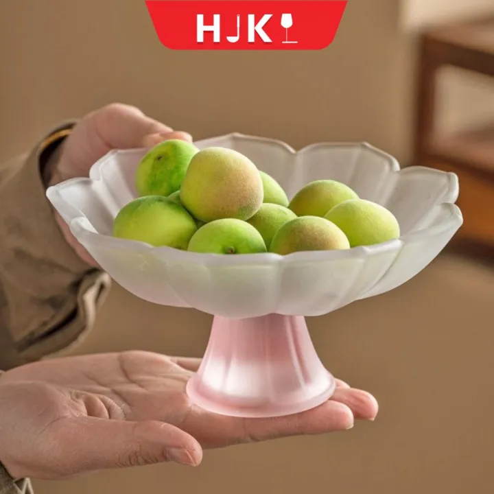 HJKL แก้ว จานผลไม้ รูปทรงดอกบัว ละเอียดอ่อน ถาดวางขนม ทันสมัย ผิวด้าน ...