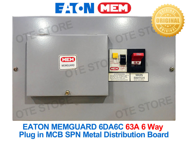 MEM EATON MEMGUARD 6DA6C 63A 6 Way Plug In SPN MCB Distribution Board ...