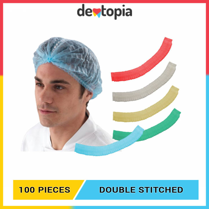 100's Colourful PPE Disposable Mob Cap Hair Net Non Woven | Lazada