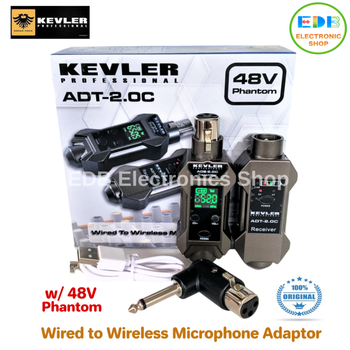 New 2022 Kevler ADT-2.0C Wired to Wireless Microphone Adaptor UHF w/ Adaptor Direct to amplifier ...